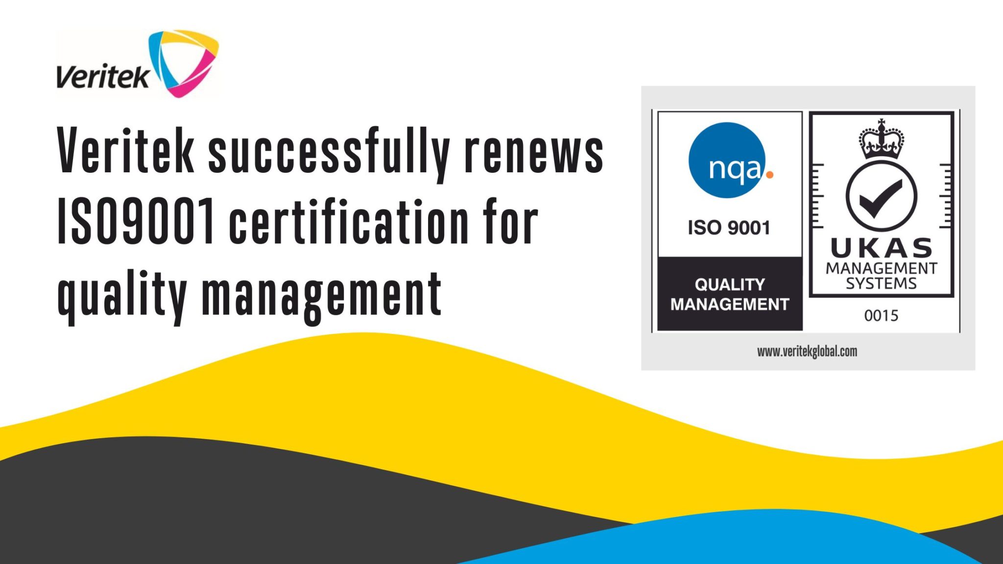 Veritek successfully renews ISO9001 certification | Veritek